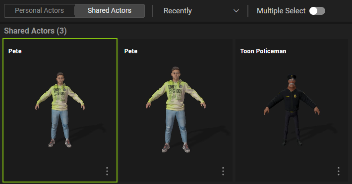 User Interface Introduction for Uploaded Actors Page